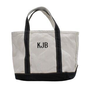 L.L. Bean | Bags | Ll Bean Boat Tote Cream Black Trim Canvas Double ...